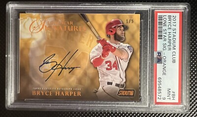 2017 Stadium Club Bryce Harper Lone Star Signatures Orange Auto #1/5 ...