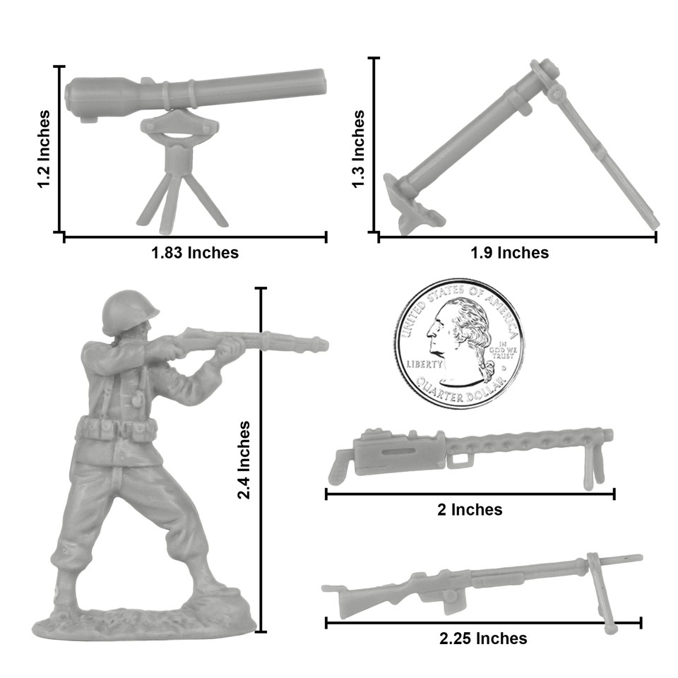 BMC CTS WW2 US Infantry Plastic Army Men Gray 1:32 Classic Toy Soldier ...