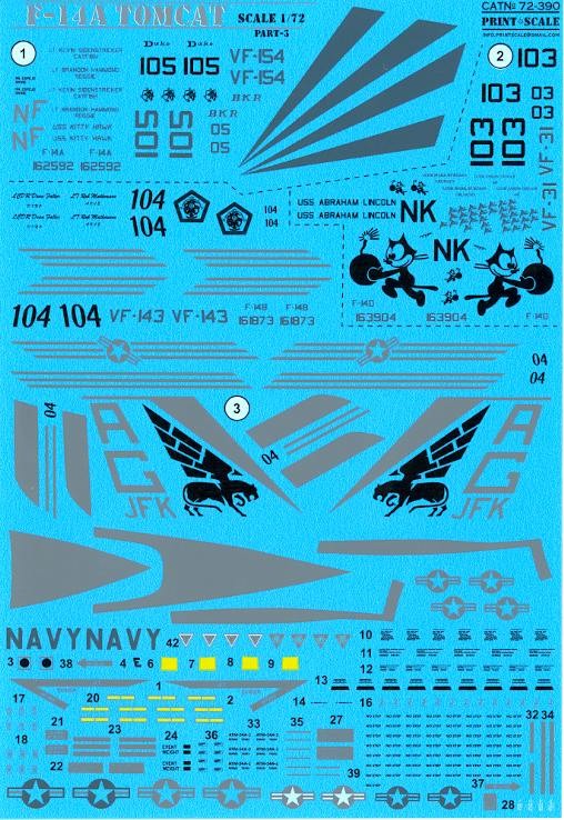 Print Scale Decals 1/72 GRUMMAN F-14 TOMCAT U.S. Navy Jet Fighter Part ...