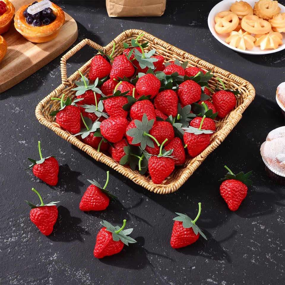 50 Pcs Miniature Strawberries Fake Strawberry Ornament Artificial ...