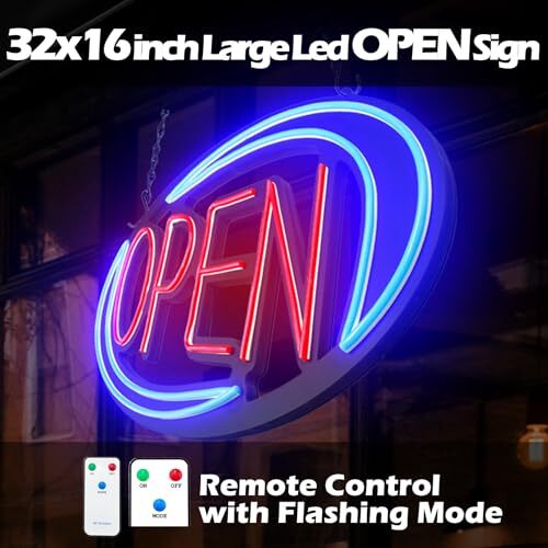 Open Signs for Business,32"x16" Neon Open Sign Led w/Remote Control ...