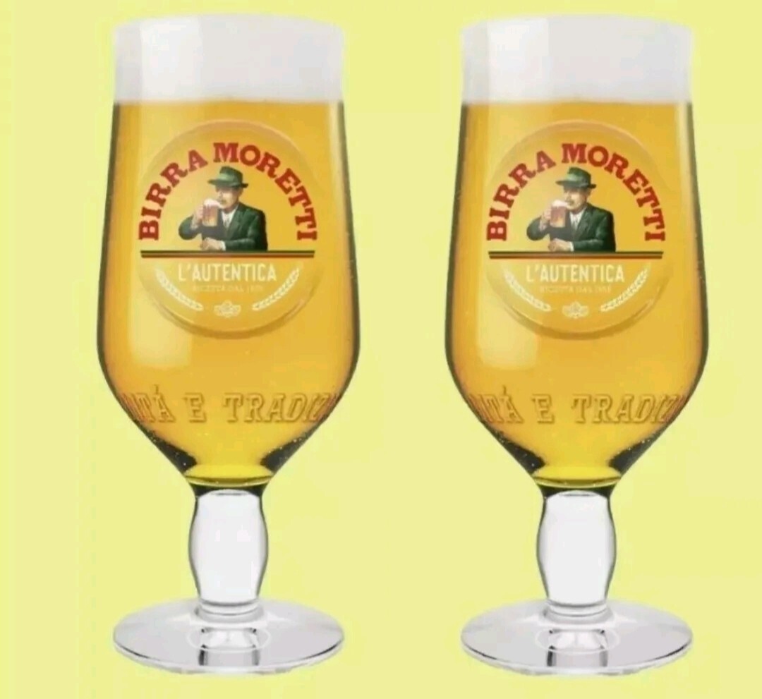 Set Of 4 Birra Moretti Pint Beer Glasses 20oz Brand New | eBay