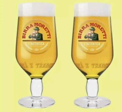 Set Of 4 Birra Moretti Pint Beer Glasses 20oz Brand New | eBay