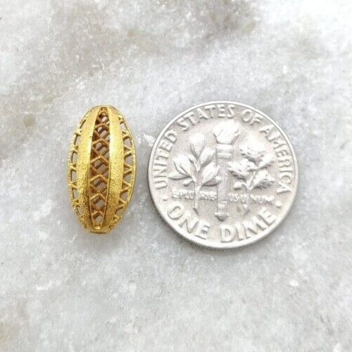 Unique 18k Gold Rugby Ball Bead Charm 15x8 mm Jewelry Making Spacer ...