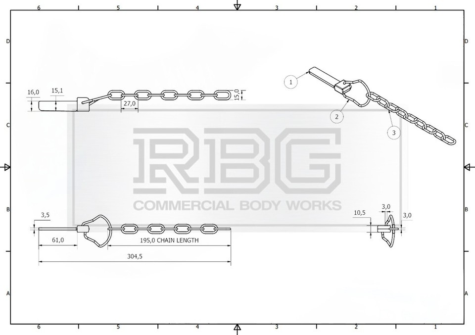 4x Flat Sword Cotter Pin & Chain + BOLT-ON Lugs / Pegs Trailer Truck ...