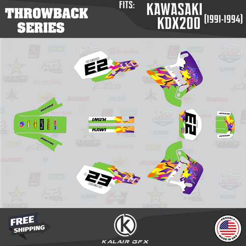 Graphics Kit for KAWASAKI KDX 200 (1991-1994) Throwback - GREEN | eBay