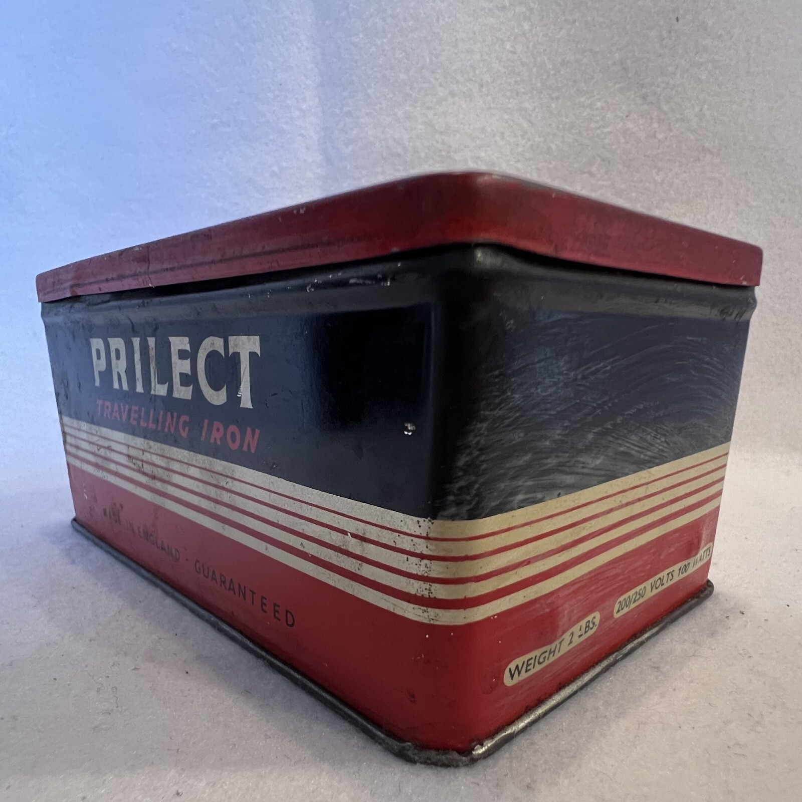 Prilect Travelling Iron Metal Tin Box ONLY Red Black 5x3x2 Vtg Made in ...