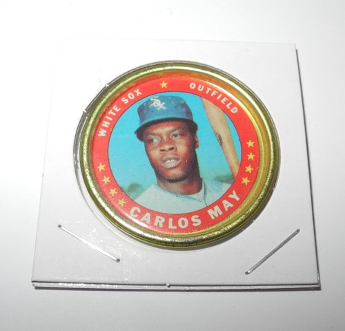 1971 Topps Baseball Coin Pin #144 Carlos May Chicago White Sox NEAR ...