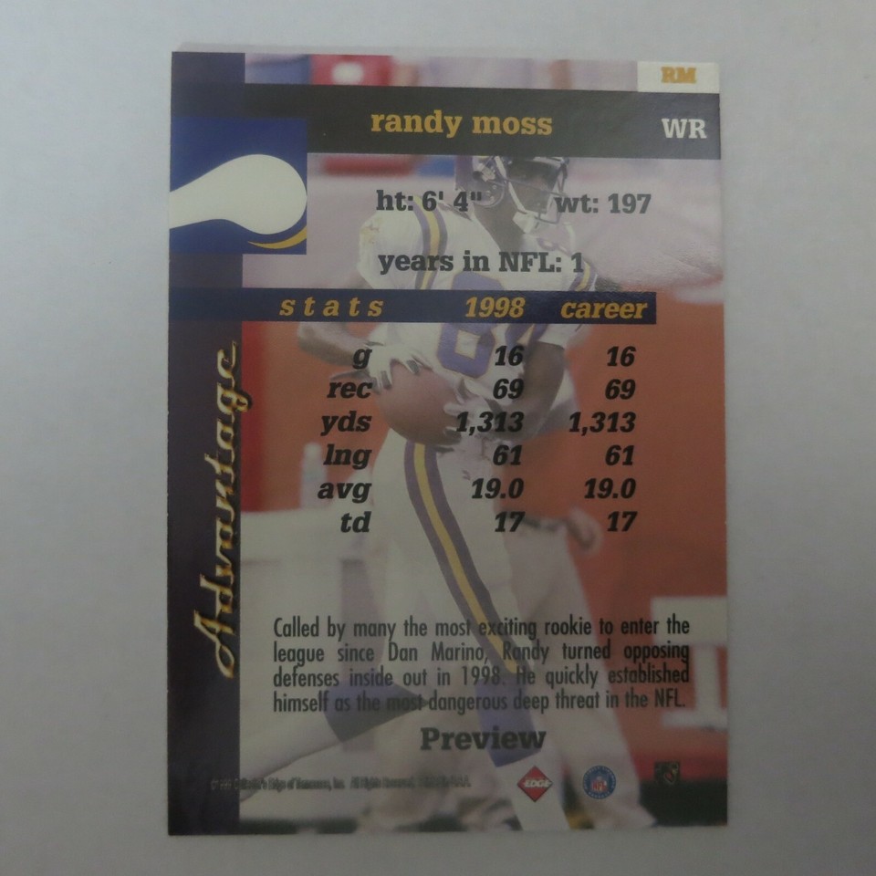 Randy Moss 1999 Collector's Edge Preview #RM Minnesota Vikings Marshall ...