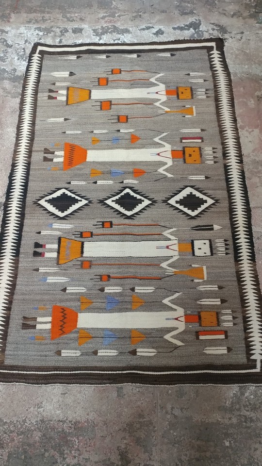 Navajo Beautiful Native American Yei Rug-Natural Dyes-c1920s | eBay