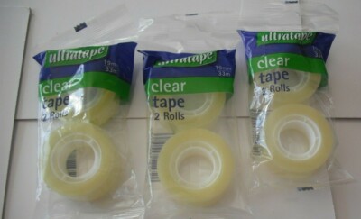 SIX Rolls of 19mm x 33m Sellotape Sticky Clear Transparent Tape Small ...