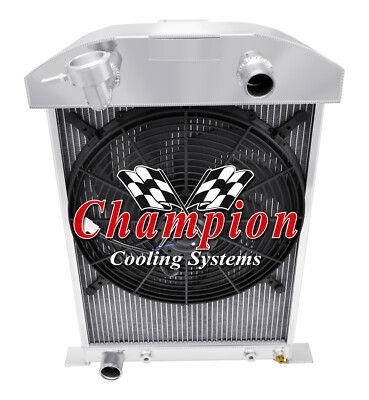 3 Row Cold Champion Radiator W/ 16" Fan for 1933 1934 Ford Cars Ford V8 ...