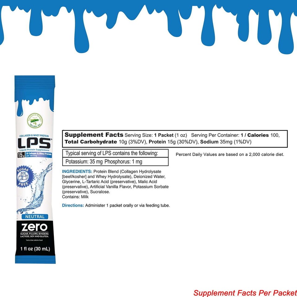 LPS Liquid Protein Supplement Collagen & Whey 15 Grams Neutral 1 Oz. 25 ...