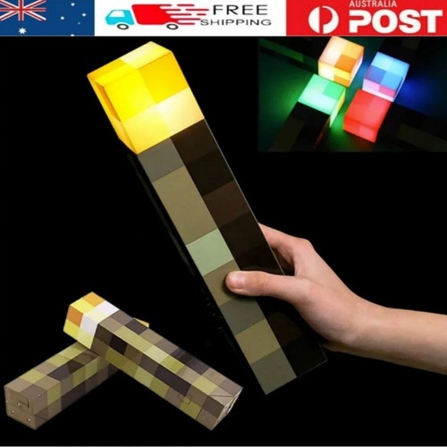Minecraft Building Block Game Torch Lamp 4 Colors LED Mood Light ...