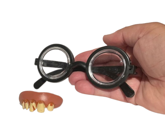 NERD GLASSES + GOOFY TEETH KIT Instant Dork Costume Thick Eye Lenses ...