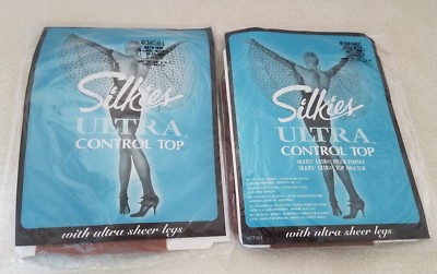2 Pair Silkies Ultra Control Top Ultra Sheer Leg Pantyhose Queen 1Nude ...