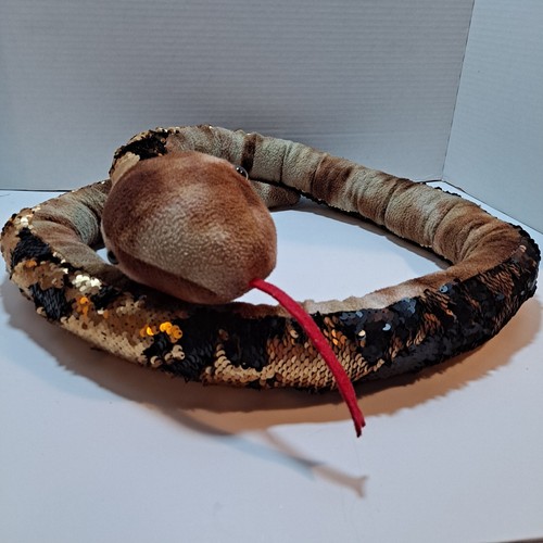 Adventure Planet Plush Snake Sequin Brown & Black Stuffed Toy 60” Long ...
