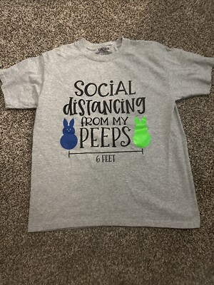 Big Kids 14/16 Large Funny Pithy Social Distance Peeps Bunny Gray ...