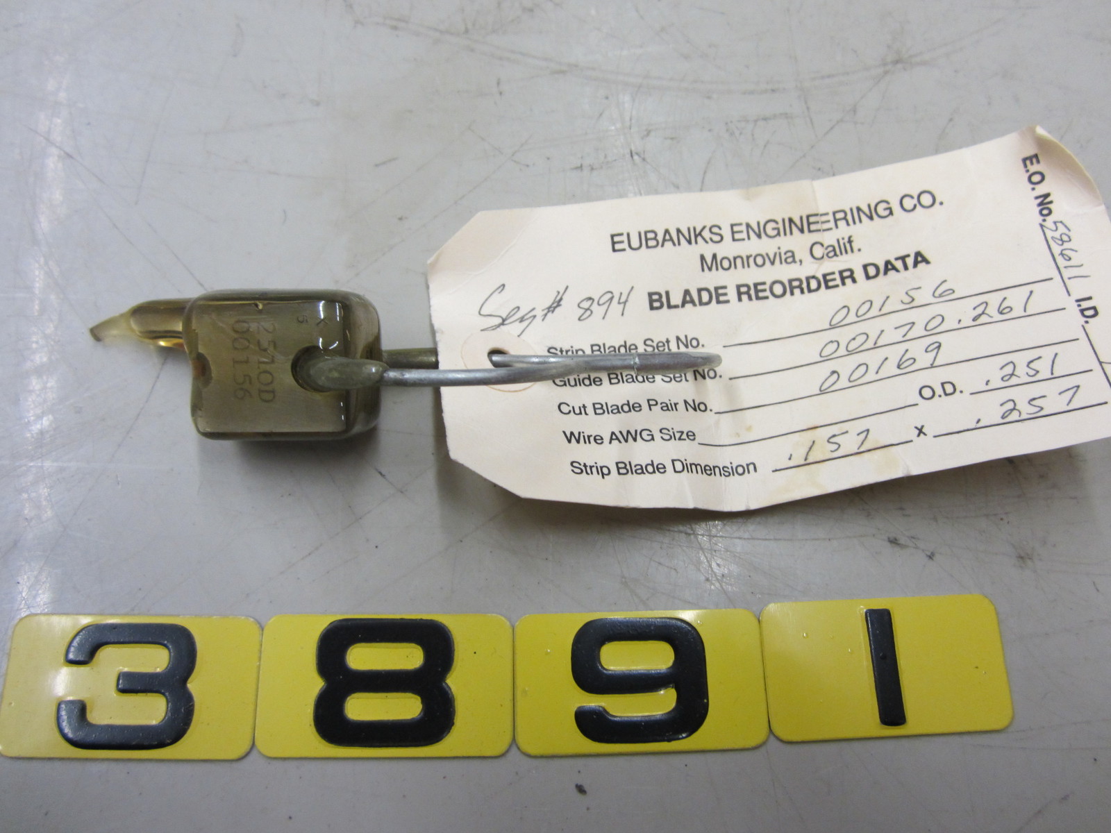 EUBANKS ENGINEERING BLADE SET 2396 BLADE SET 00156 .261 GUIDE | eBay