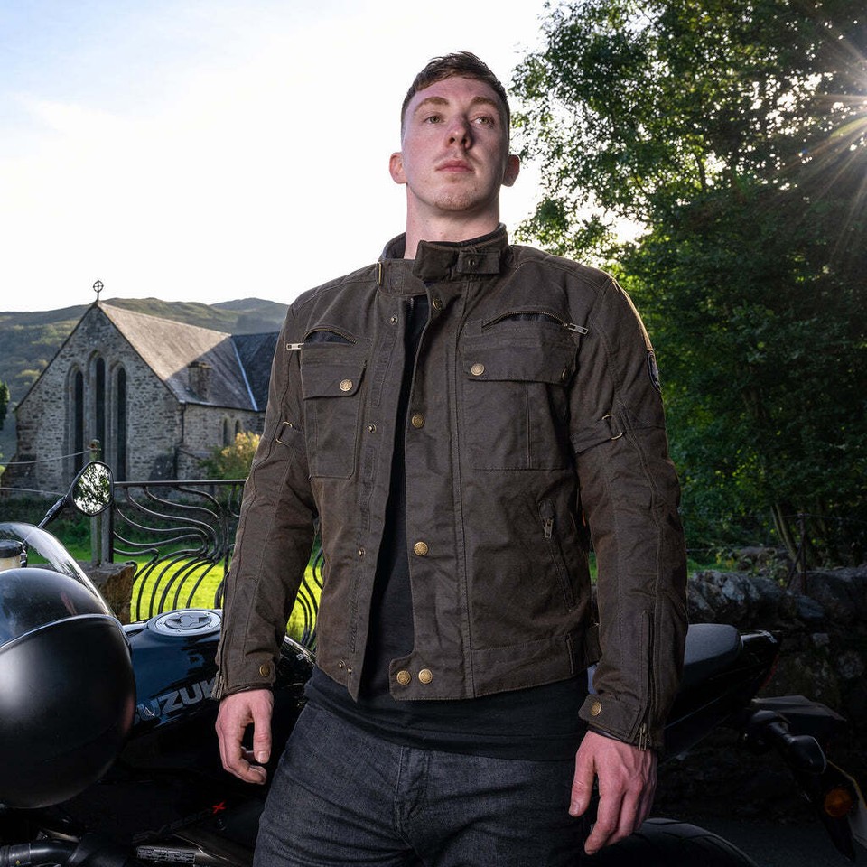 Merlin Barton II Waxed Cotton Mens Motorcycle Biker Riding Jacket ...