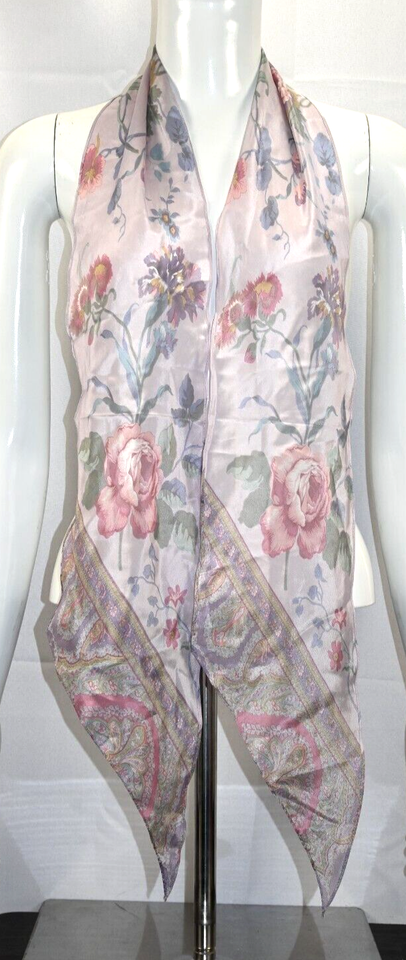Light Pink Scarf with Paisley & Floral Design Scarf Size 8" Wide 64 ...