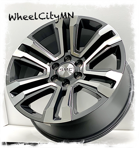 22" gunmetal machine OE replica 5822 rims fits 2022 GMC Sierra Denali ...