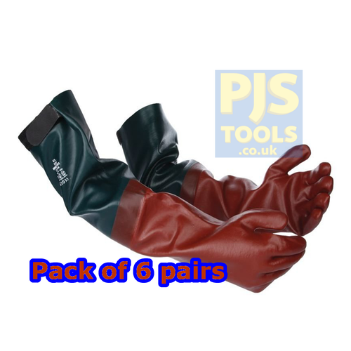 6 x Polyco long john pvc rubber gloves gauntlets ponds chemicals drains ...