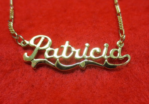 14KT GOLD EP 2MM FIGARO ANKLET OR NECKLACE WITH THE NAME PATRICIA CHARM ...