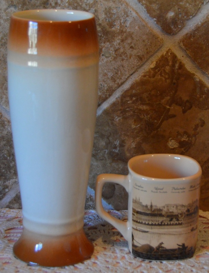 PRAHA VASE (OR PILSNER GLASS) AND ESSPRESSO MUG FROM CZECHOSLAVAKIA ...
