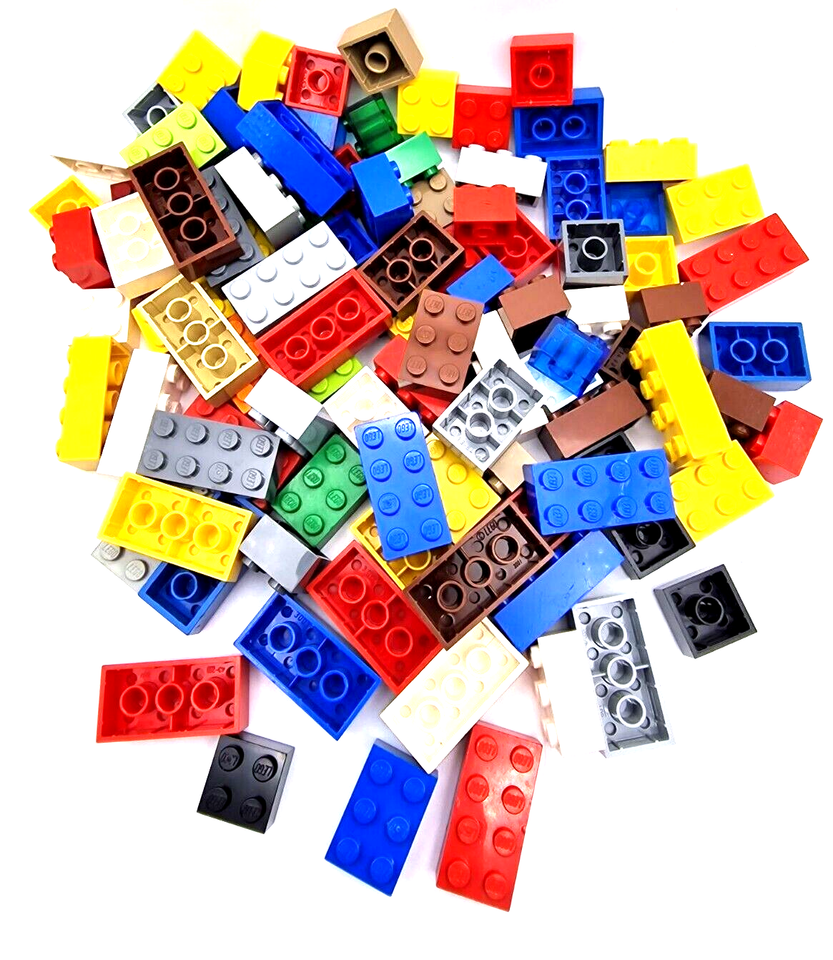 LEGO Bricks LOT 2X2 2X3 2X4 Stud Random Colours Bundle X100 3001 3003 ...
