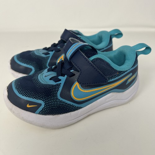Nike Cosmic Runner Toddler Running Shoes Size 9C Blue/Yellow Hook And ...