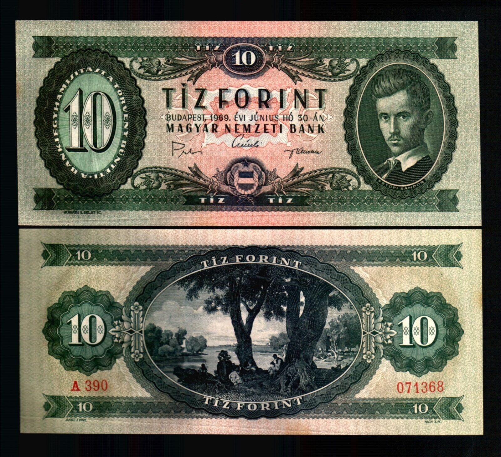 Hungary 10 FORINT P-168 1969 River Song UNC Hungarian World Currency ...