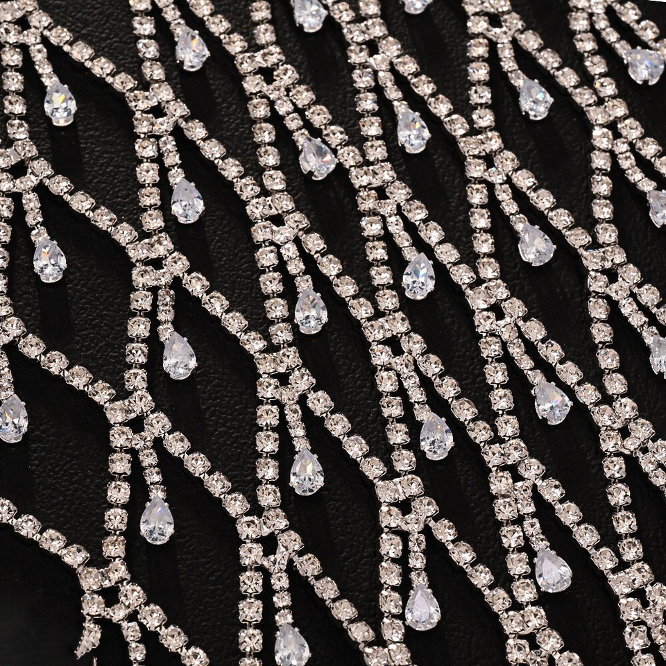 Women Rhinestone Chest Vest Luxury Droplet Tassel Party Metal Body ...