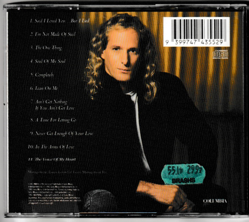 Michael Bolton The One Thing CD 1993 Soul Of My Soul Lean On Me In The ...
