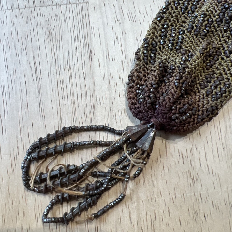 Antique Victorian Steel Beaded Tan & Brown Miser's Purse | eBay