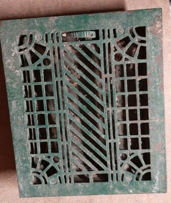 VINTAGE GREEN METAL REGISTER COVER WITH INSIDE LOUVERS COMPLETE | eBay