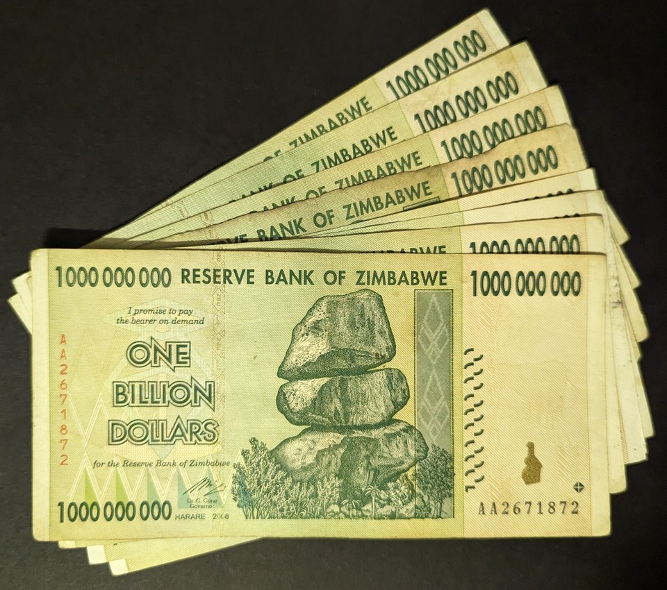 Zimbabwe 1 Billion Dollar Bill Banknote World Money Hyperinflation ...