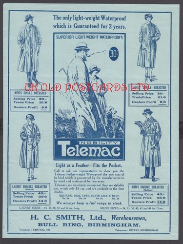 Advertising Leaflet Telemac, Waterproof Coats, H.C. Smith Ltd ...