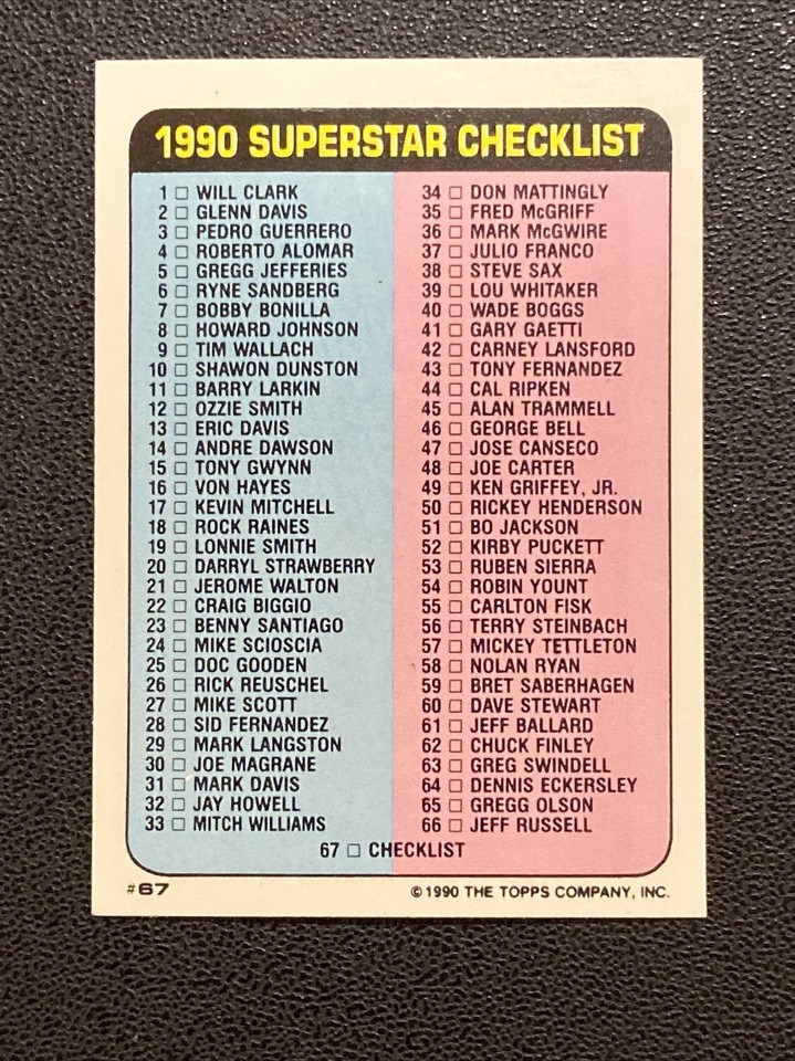 1990 Super Star Sticker Back Cards Checklist Rickey Henderson Greg ...