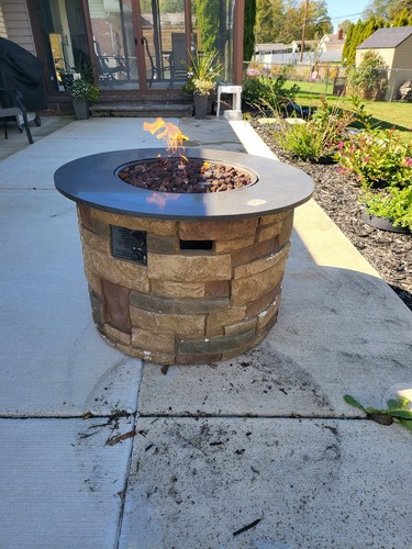 Allen + Roth Stacked Stone Fire Pit Table | eBay