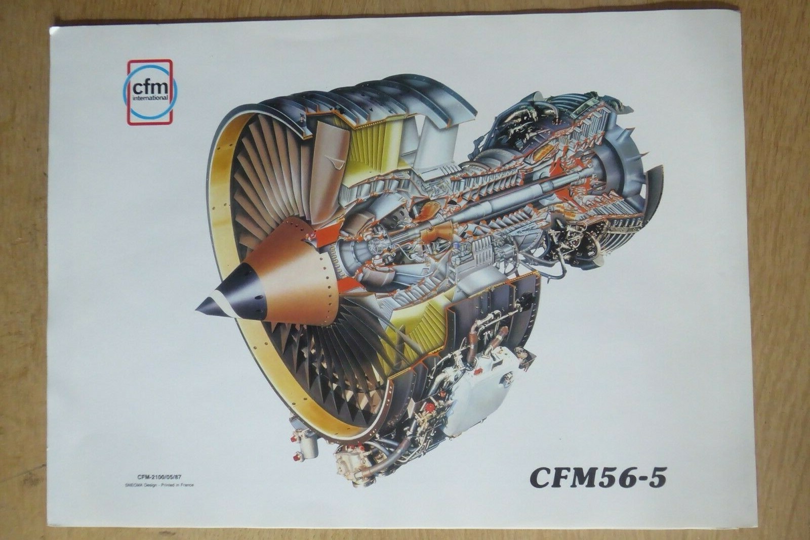 1987 DOCUMENT RECTO SNECMA GE CFM CFM56-5 ENGINE MOTEUR AVIATION AIRBUS ...
