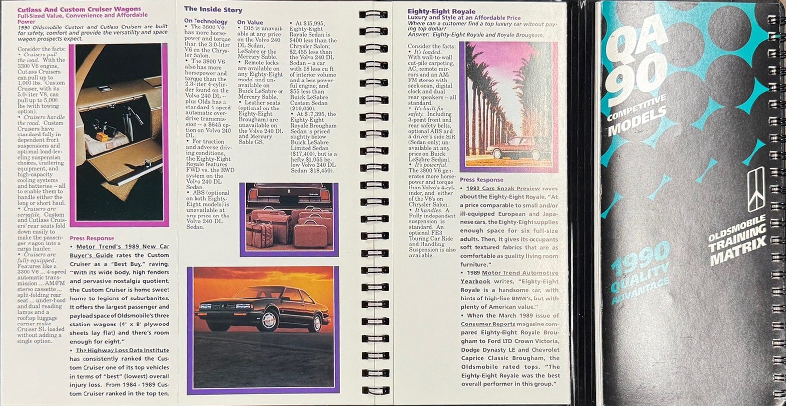 1990 Oldsmobile Sales Training and Competitive Comparison Dealer Album ...