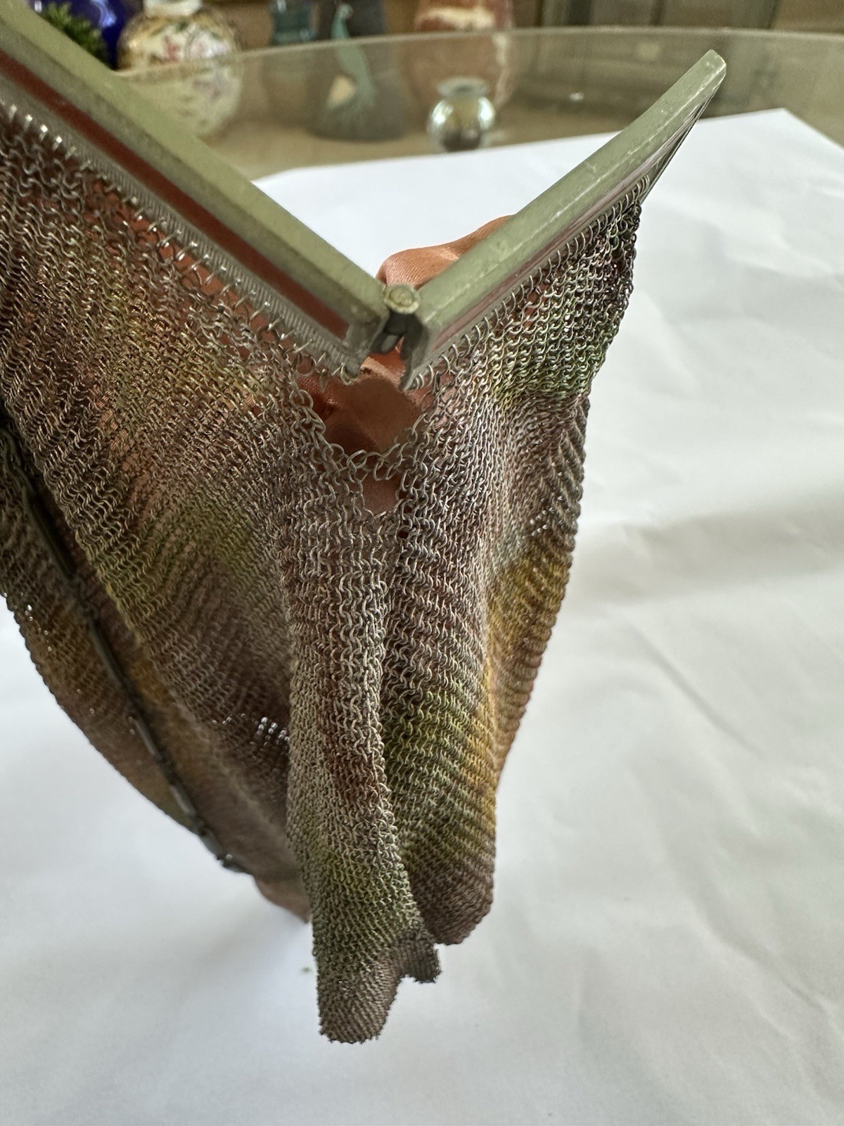 Antique Dresden Whiting & Davis Enamel Mesh Flapper Bag Purse Silver ...