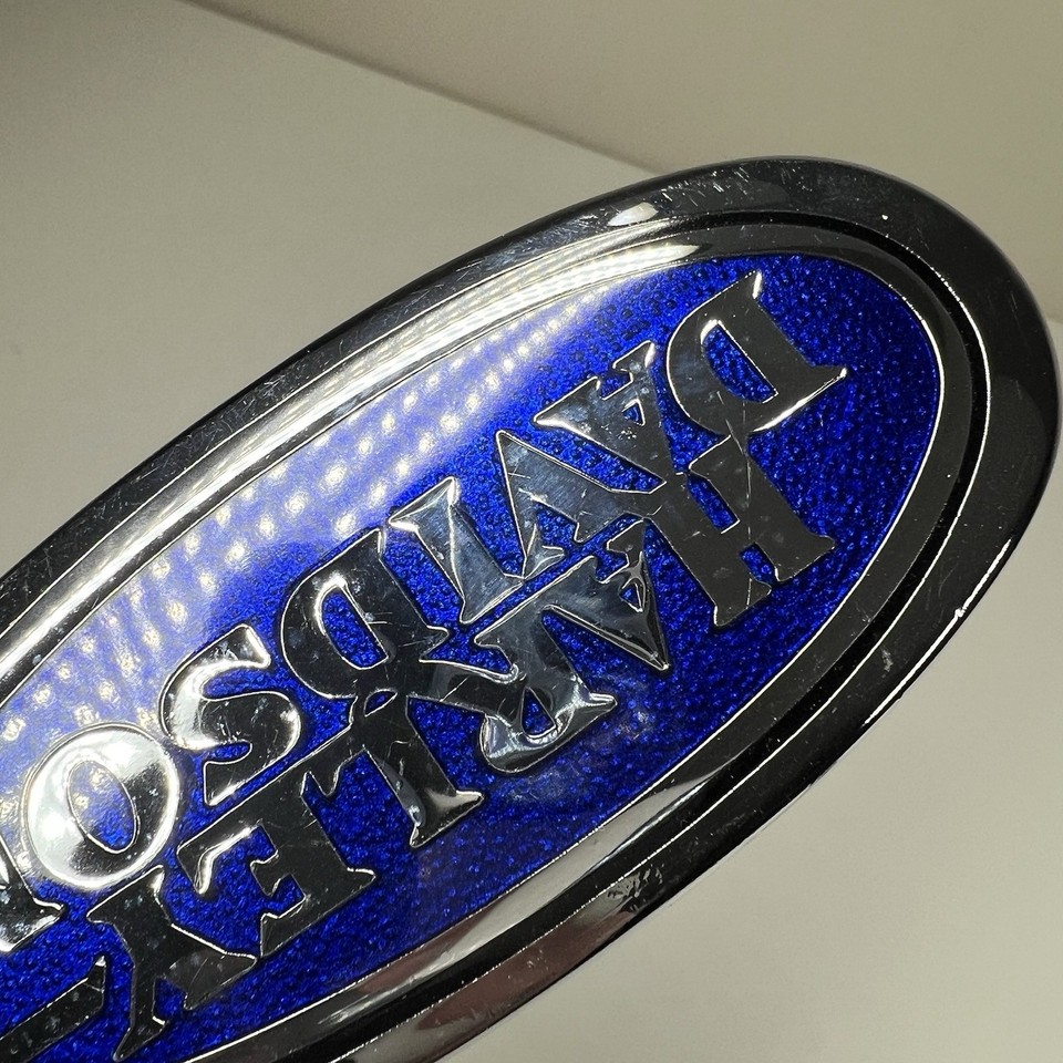 Harley Davidson Blue Chrome Teardrop Gas Tank Emblem Badge LH Genuine ...