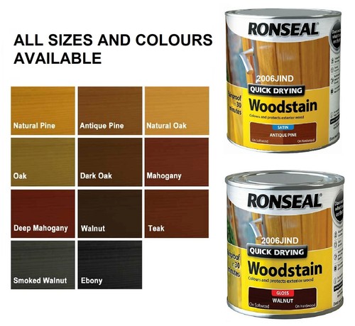 Ronseal Quick Drying Exterior Woodstain - All Colours Finishes and ...
