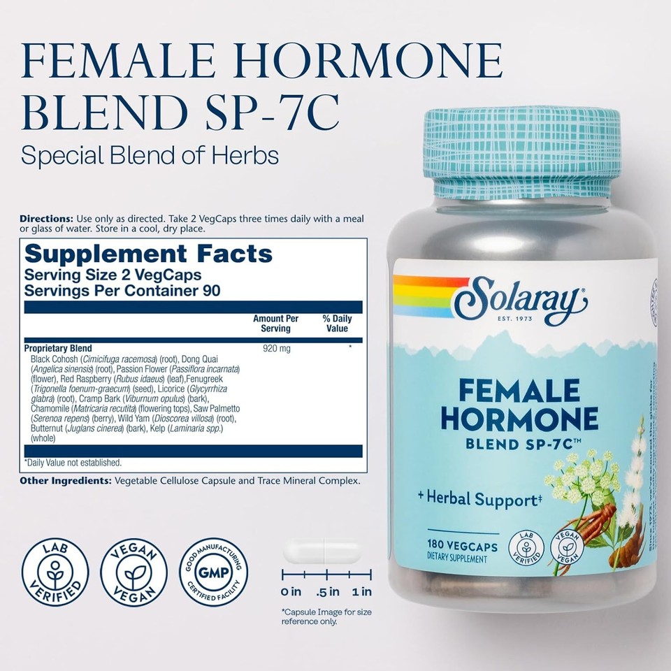 SOLARAY Female Hormone Blend SP-7C, Herbal Blend Includes Black Cohosh ...