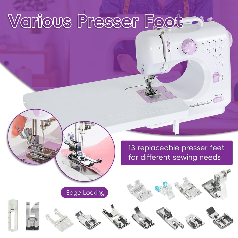 Sewing Machine for Beginners, Mini Sewing Machine Built-in 12 Stitches ...