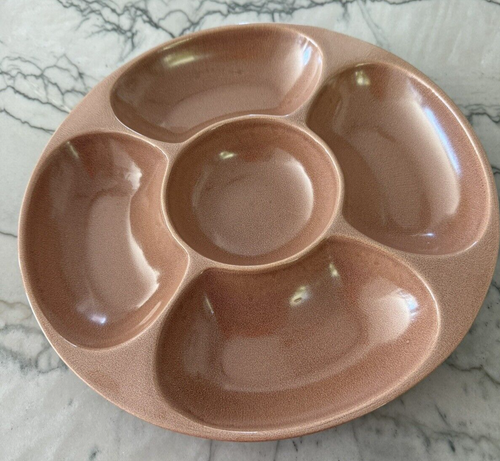 Vintage RED WING Pottery Speckled Brown 5 Wells RELISH DISH Appetizer ...