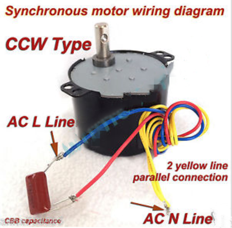 Synchronous Motor 50KTYZ AC 110V 120V 50/60Hz 20rpm/m CW/CCW 6W Torque ...