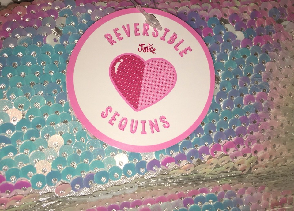 New Justice Shimmer Unicorn Initial Letter E School Backpack Sequin ...